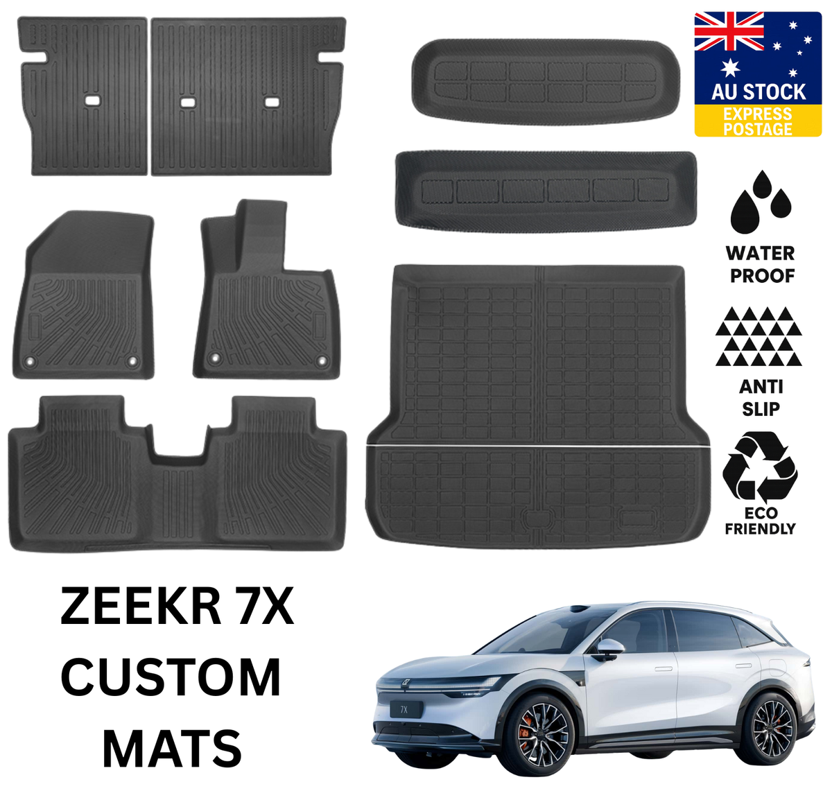 ZEEKR 7X Floor Mats Heavy Duty Boot Mats All-Weather Odorless Rubber M