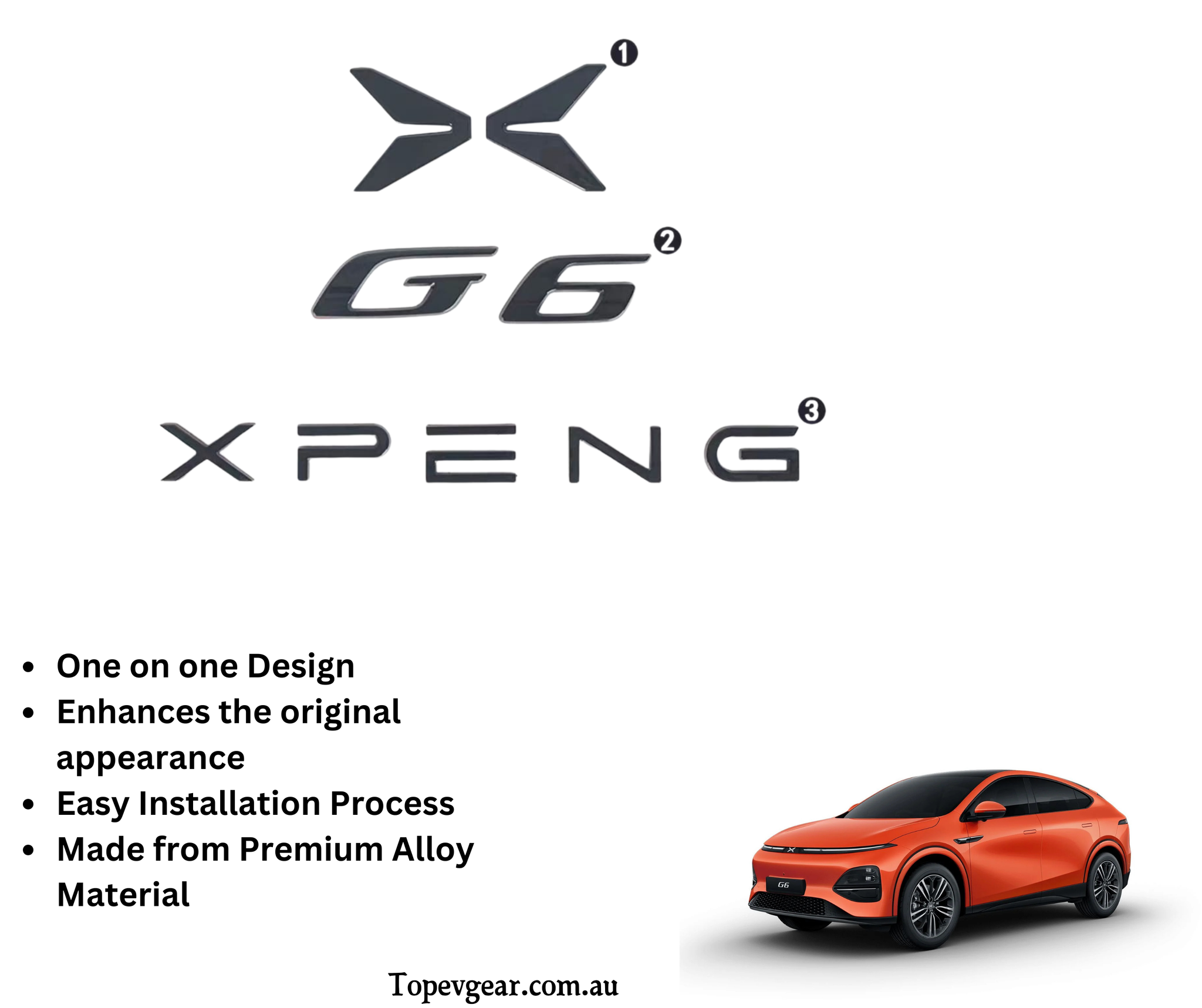 Xpeng G6 Black Logo Emblems Cover – Alloy Material